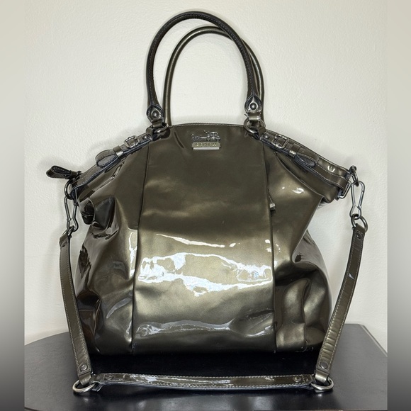 Coach | Bags | Coach Lindsey Pewter Patent Leather Bag | Poshmark